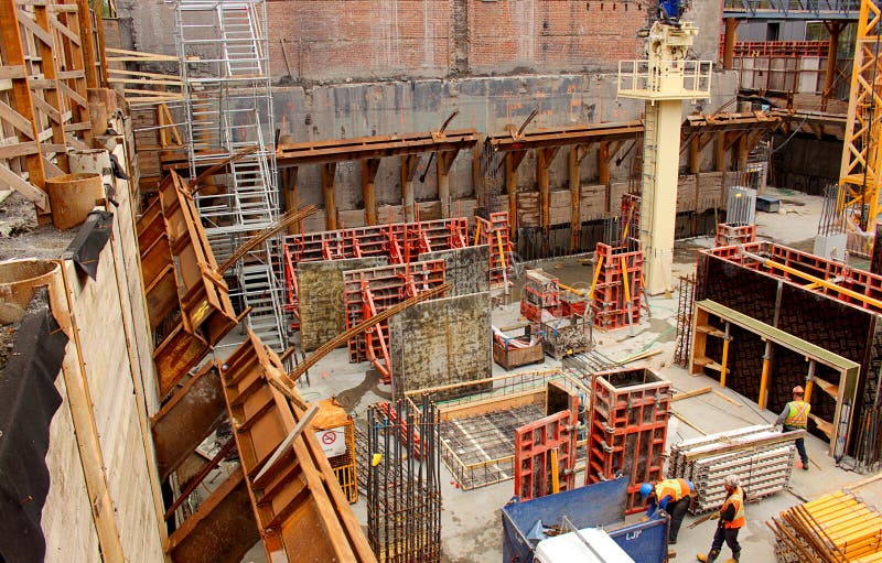 Construction Workers Building Foundation for Multi Complex Center ...