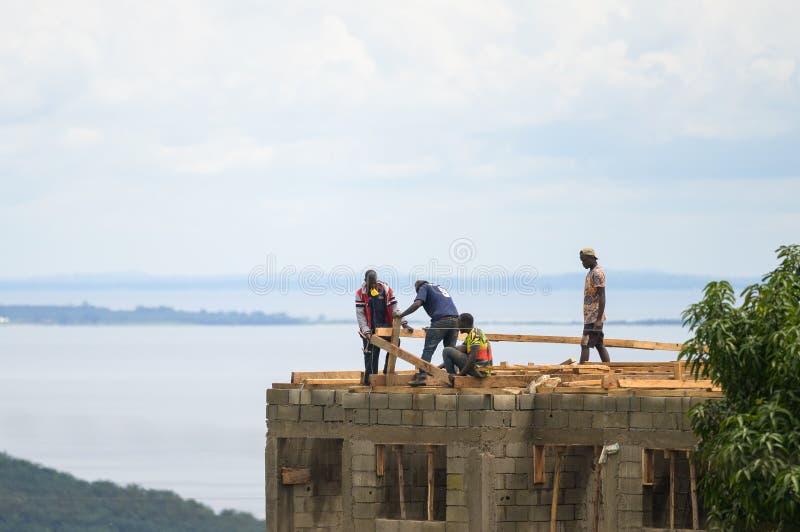 Construction Workers Building a House in Uganda Editorial Stock Image ...