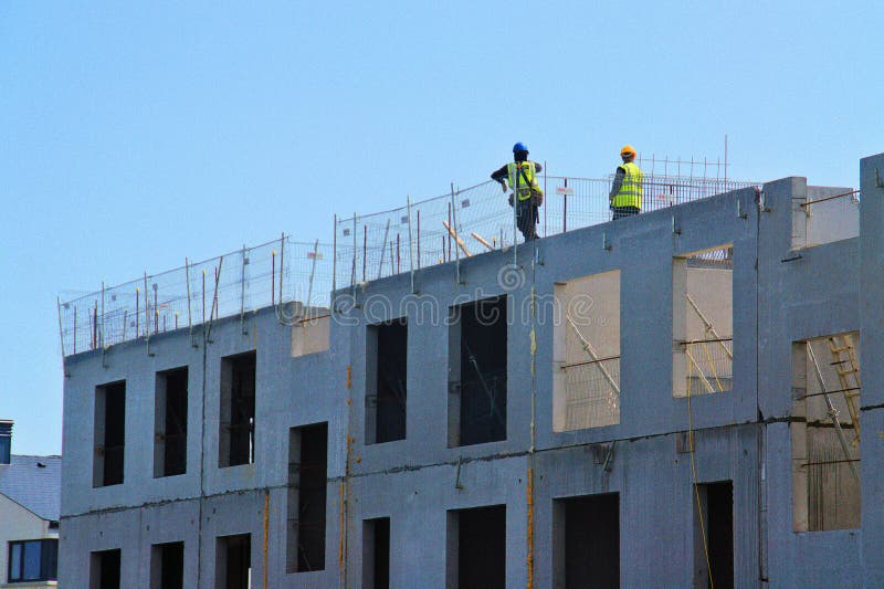 Construction Workers on Building Site Editorial Stock Image - Image of ...