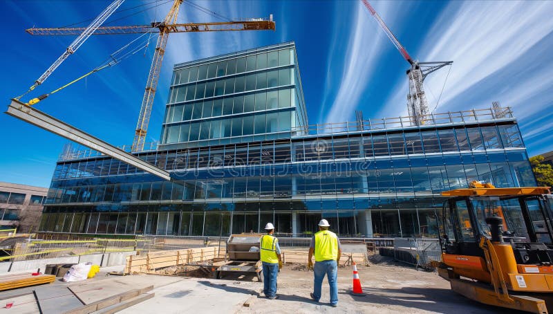 Construction Workers at Building Site Stock Photo - Image of ...
