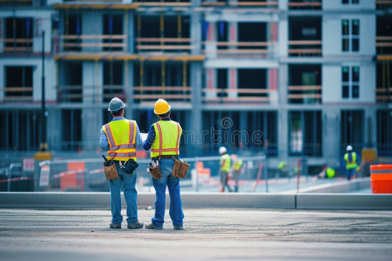 Construction Workers at Building Site Stock Photo - Image of laborers ...