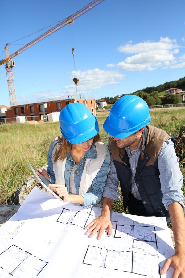 Construction Workers on Building Site Working Stock Photo - Image of ...