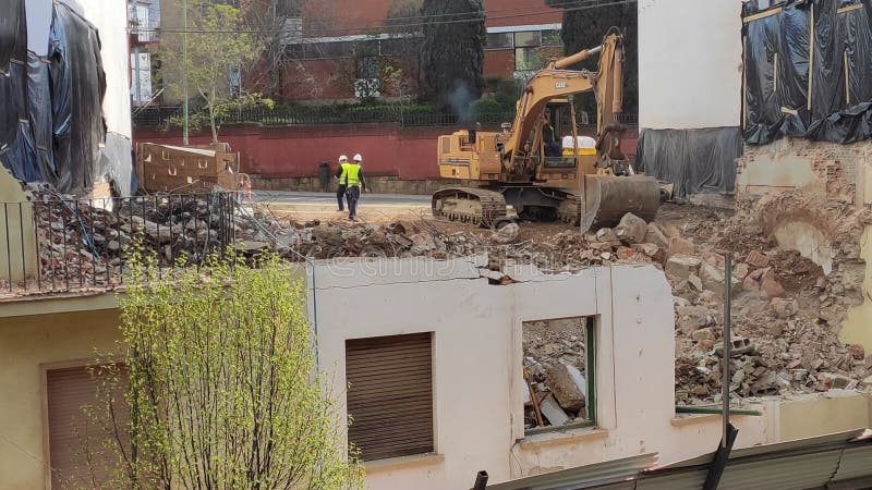 Construction Workers Carrying Out Demolition Work Stock Video - Video ...