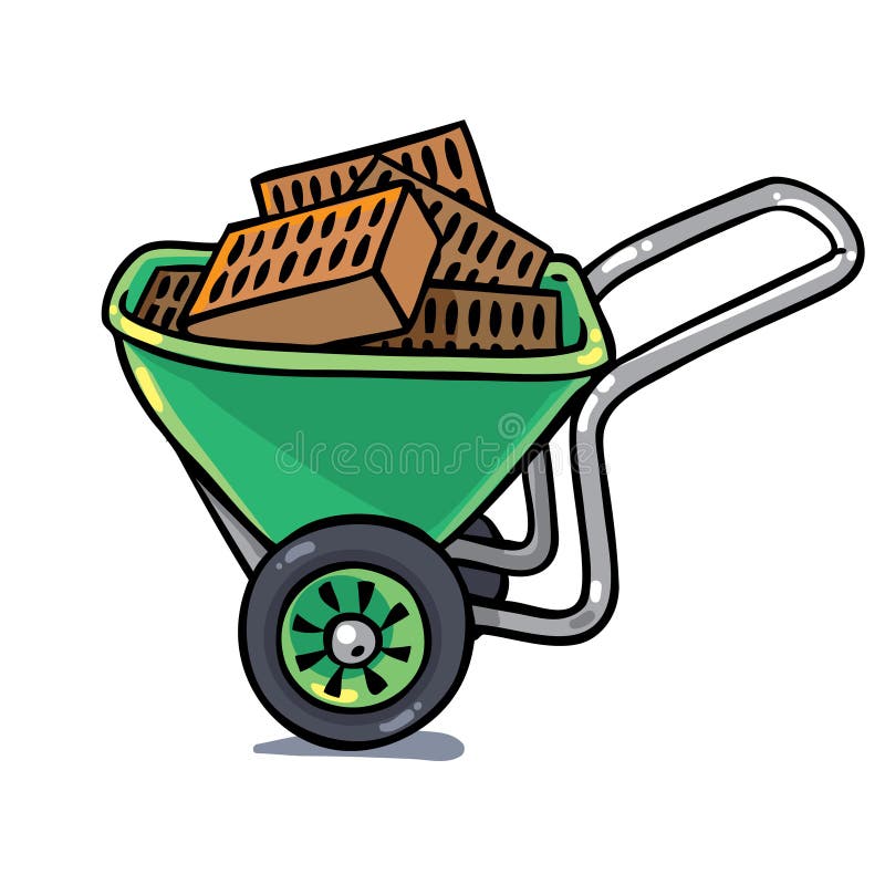 Construction Workers Cart with Bricks Stock Vector - Illustration of ...