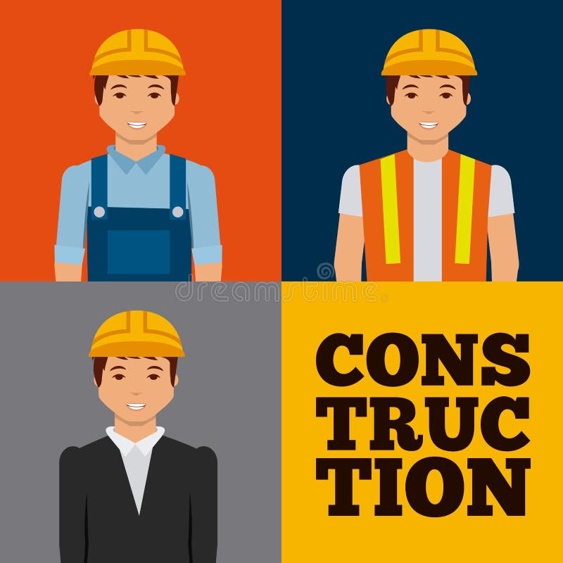 Construction Workers with Toolkit Stock Illustration - Illustration of ...