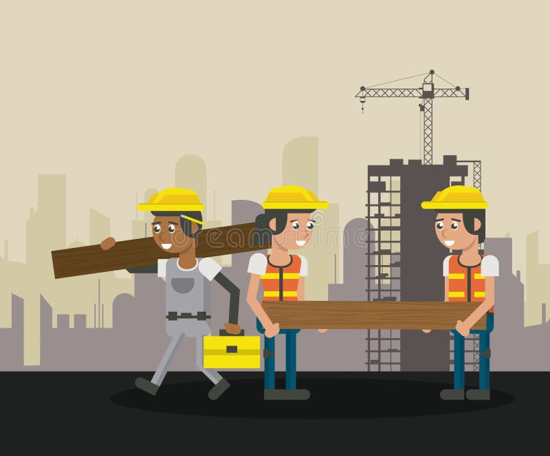 Construction Workers Cartoons Stock Vector - Illustration of employee ...