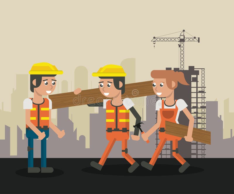 Construction Workers Cartoons Stock Vector - Illustration of person ...