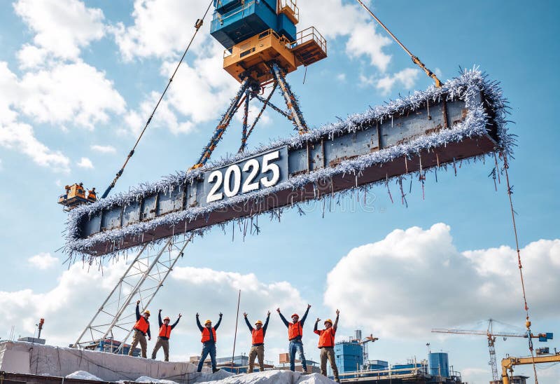 Construction Workers Celebrate the Installation of a Significant ...