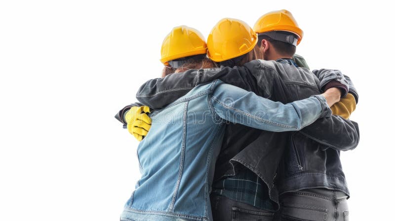 Construction Workers Celebrating the Completion of a Project AIG535 Stock Image - Image of reach ...