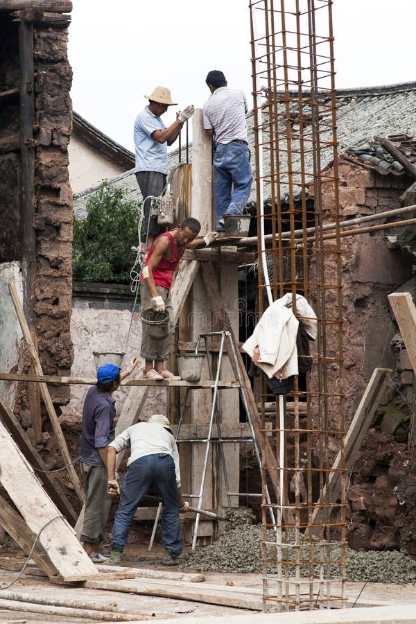 Construction Workers in China Editorial Image - Image of construction ...