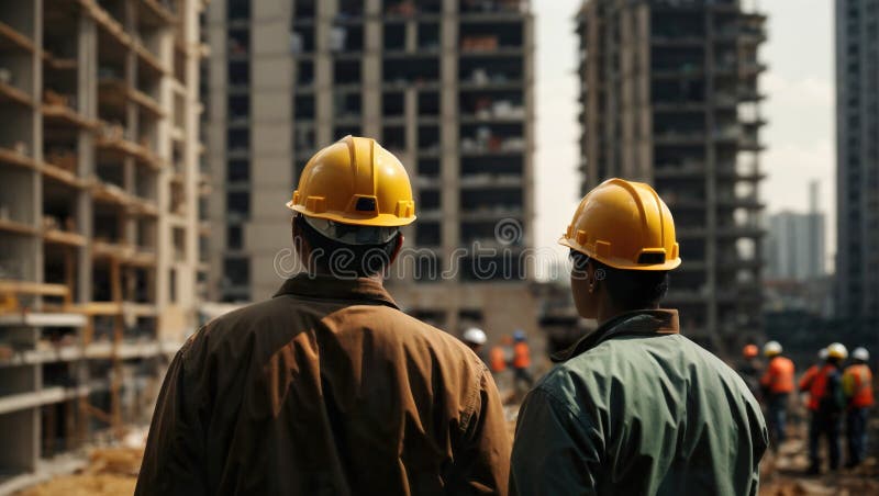 Construction Workers Installing Solar Panels on Site, Generative Ai ... Construction Workers Installing Solar Panels on Site, Generative Ai ...