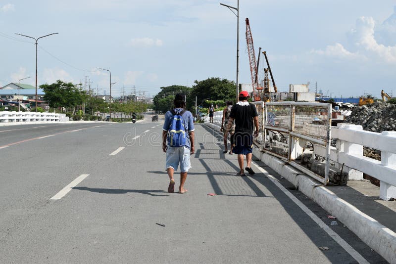 Construction Workers Crossing Concrete Bridge Editorial Photo - Image ...