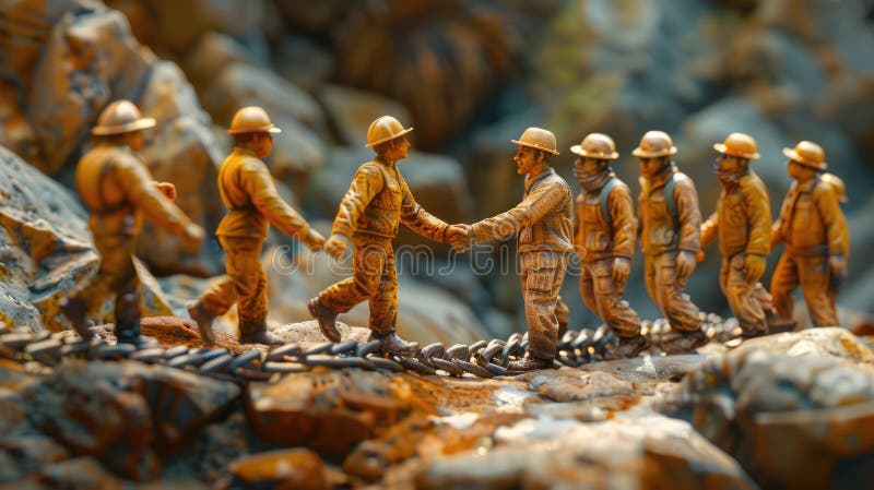 Construction Workers Demonstrating Teamwork and Unity through Handshake ...