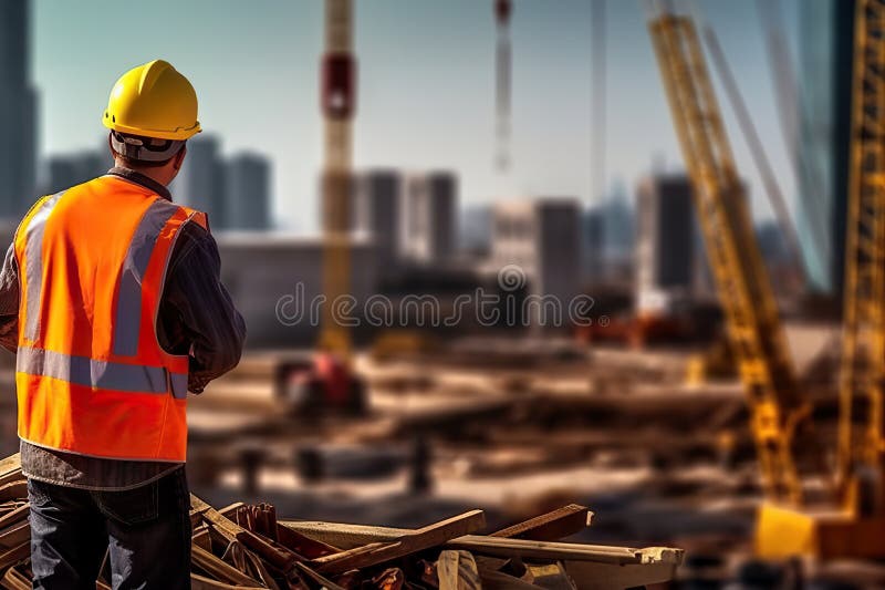 Construction Workers Engaged in Action at the Work Site. Created with ...