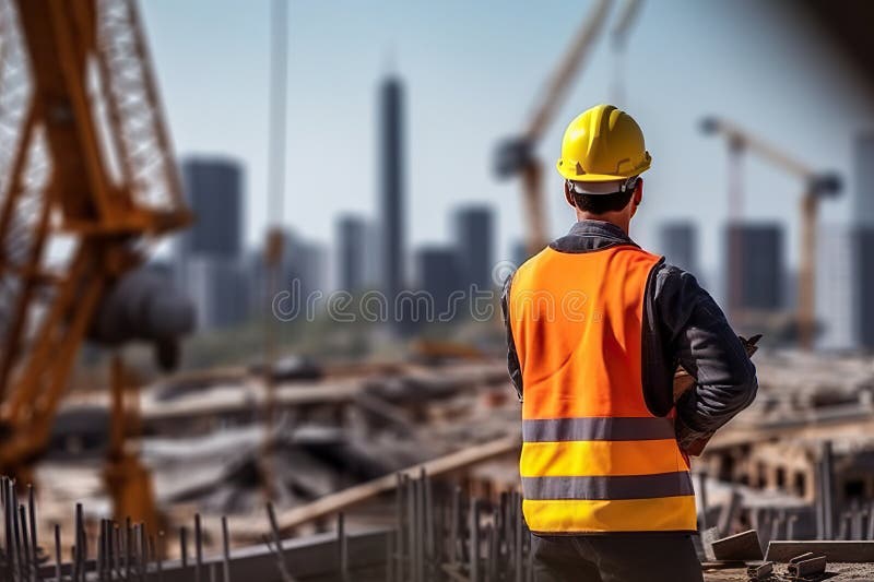Construction Workers Engaged in Action at the Work Site. Created with ...