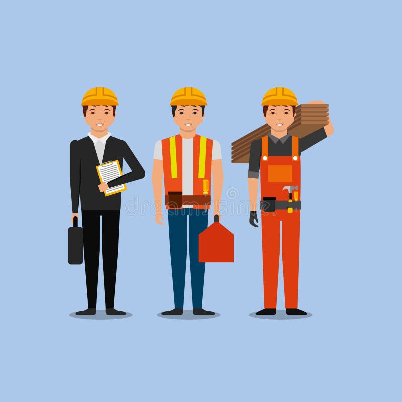 Construction Workers Engineer Foreman Employee Stock Vector ...