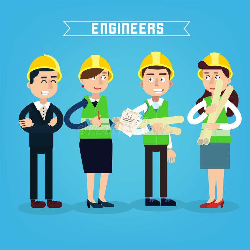 Construction Workers. Engineer and Project Manager Stock Vector ...