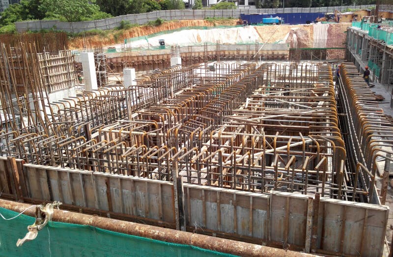 Construction Workers Fabricated Timber Form Work at the Construction ...