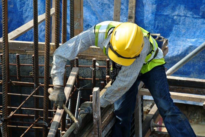 A Construction Workers Fabricating Pile Cap Formwork Stock Image ...