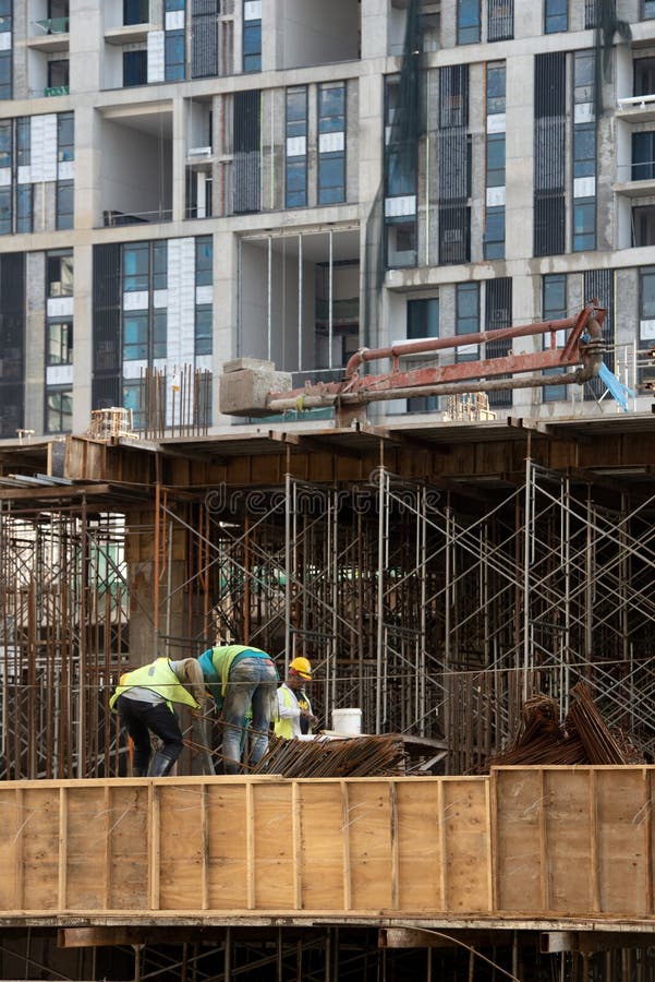 Construction Workers Fabricating Steel Reinforcement Bar at the ...
