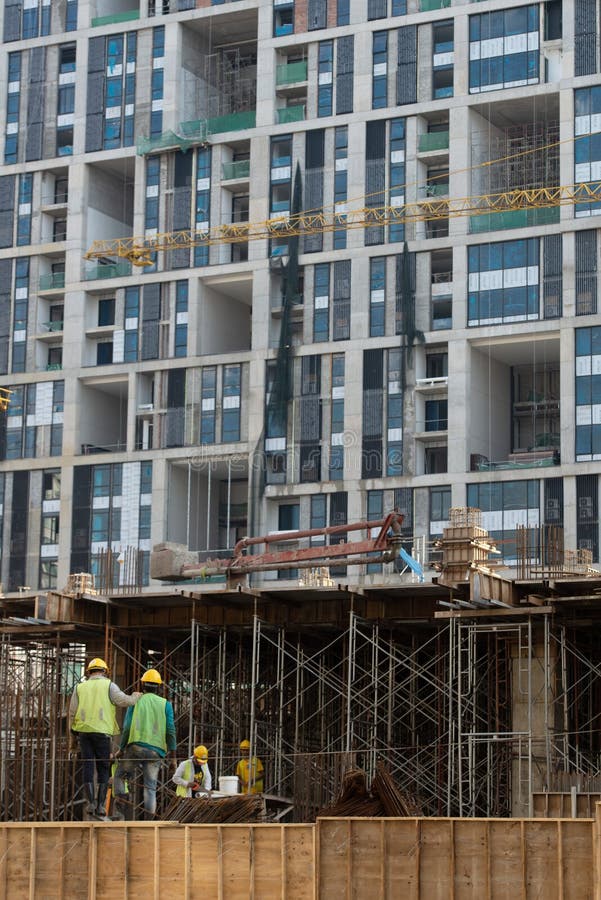 Construction Workers Fabricating Steel Reinforcement Bar at the ...