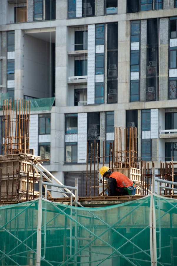 Construction Workers Fabricating Steel Reinforcement Bar at the ...