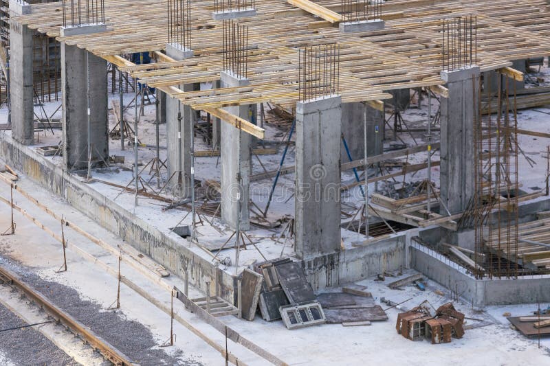 Construction Workers Fabricating Steel Reinforcement Bar at the ...