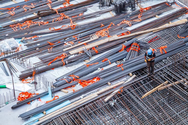 Construction Workers Fabricating Steel Reinforcement Bar at the ...