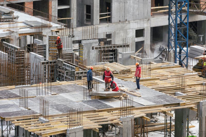 Construction Workers Fabricating Steel Reinforcement Bar at the ...