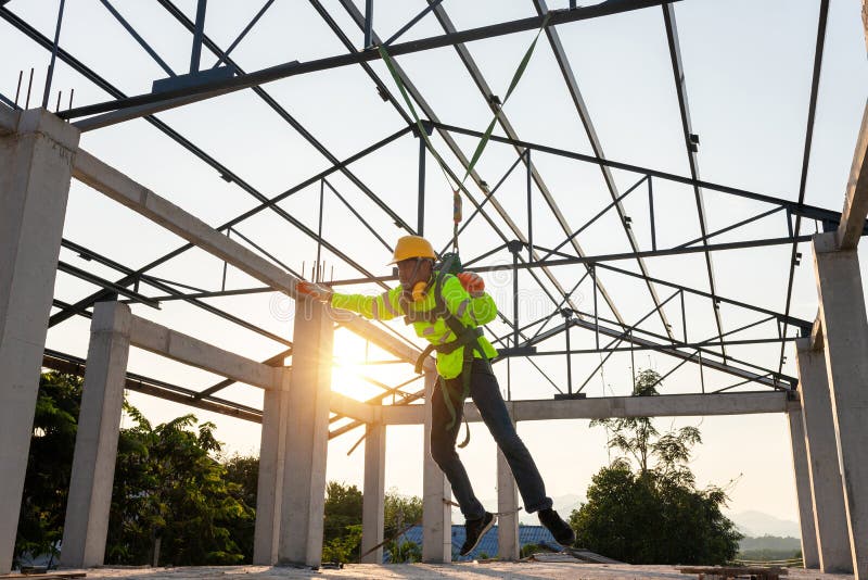 Construction Workers Fall from a Height but Have Safety To Help ...
