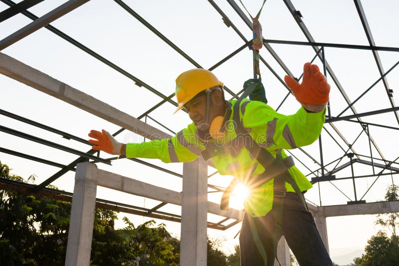 Construction Workers Fall from a Height but Have Safety To Help ...
