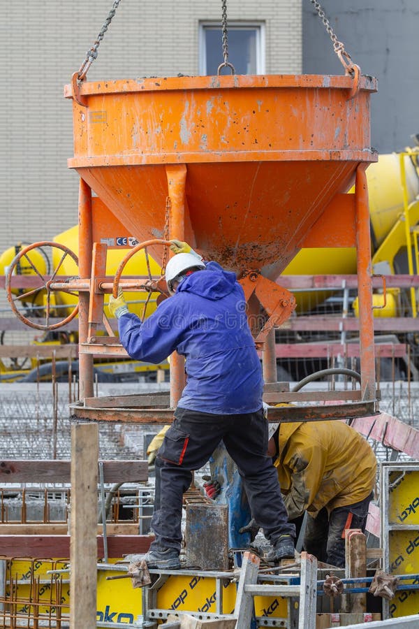 Neuwied, Germany - February 1, 2019: Construction Workers are Filling ...