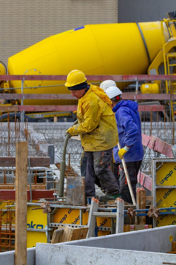 Neuwied, Germany - February 1, 2019: Construction Workers are Filling ...