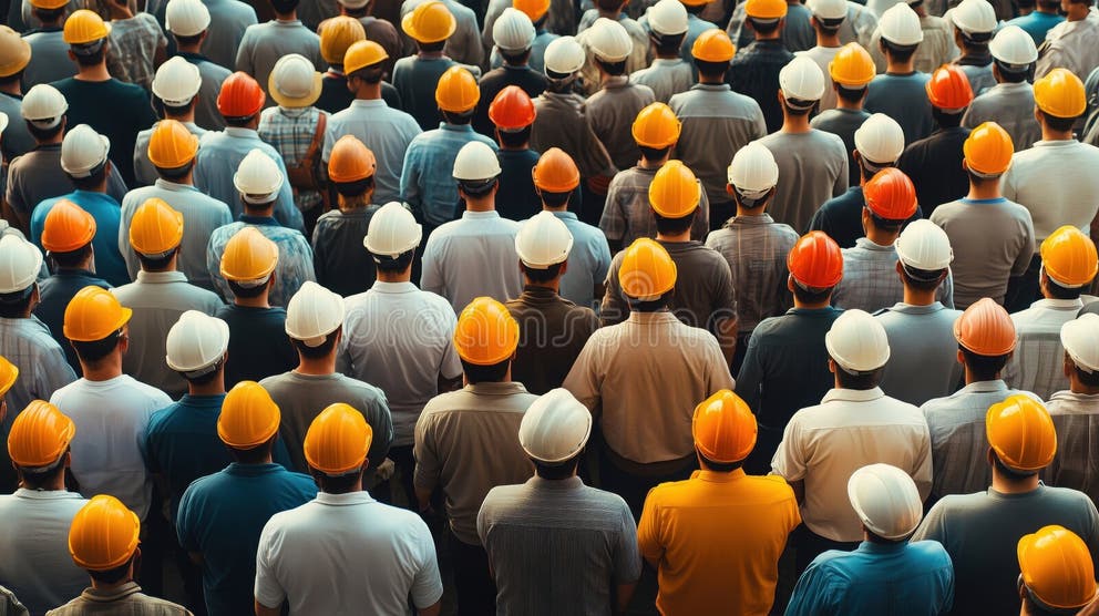Construction Workers Gathering As a Diverse Group with Hard Hats ...