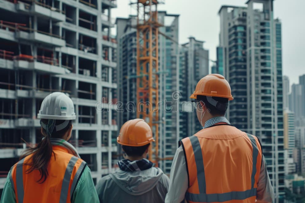 Construction Workers Group stock photo. Image of uniforms - 374409508