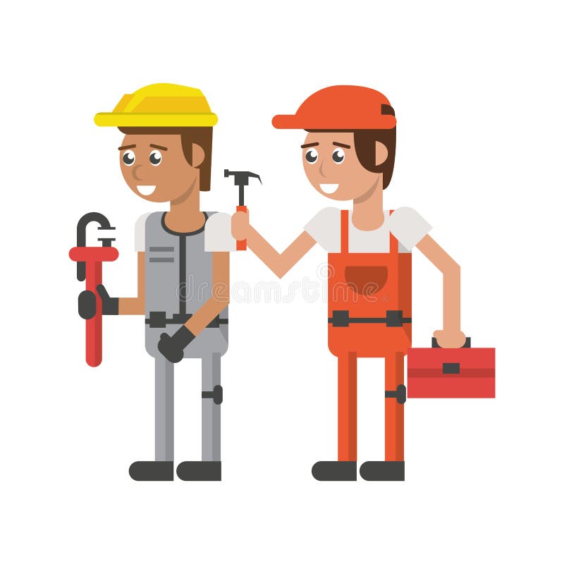Construction Workers with Tools Cartoons Stock Vector - Illustration of ...
