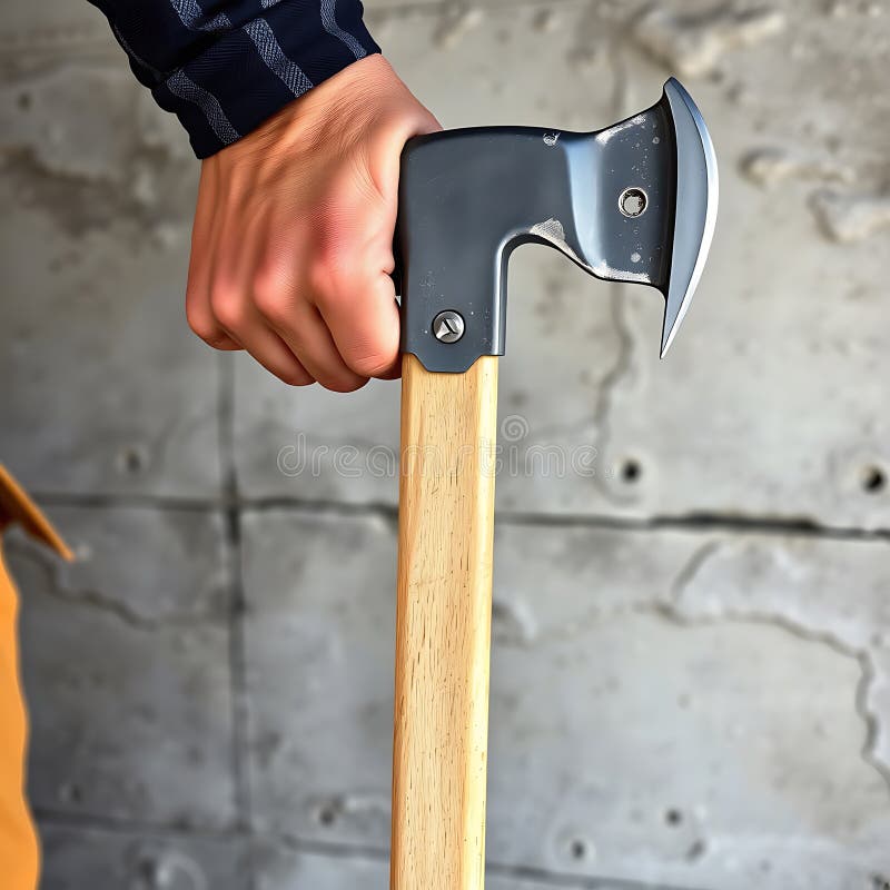 A Construction Workers Hand Gripping a Large Crowbar with the Focus on ...
