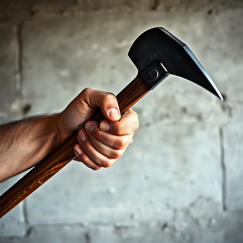 A Construction Workers Hand Gripping a Large Crowbar with the Focus on ...