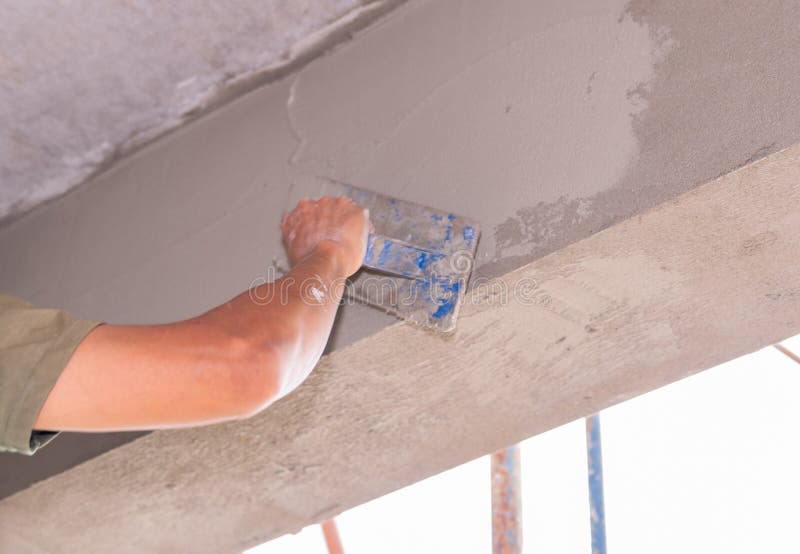 Construction Workers Hand Plastering the Beam Stock Image - Image of ...