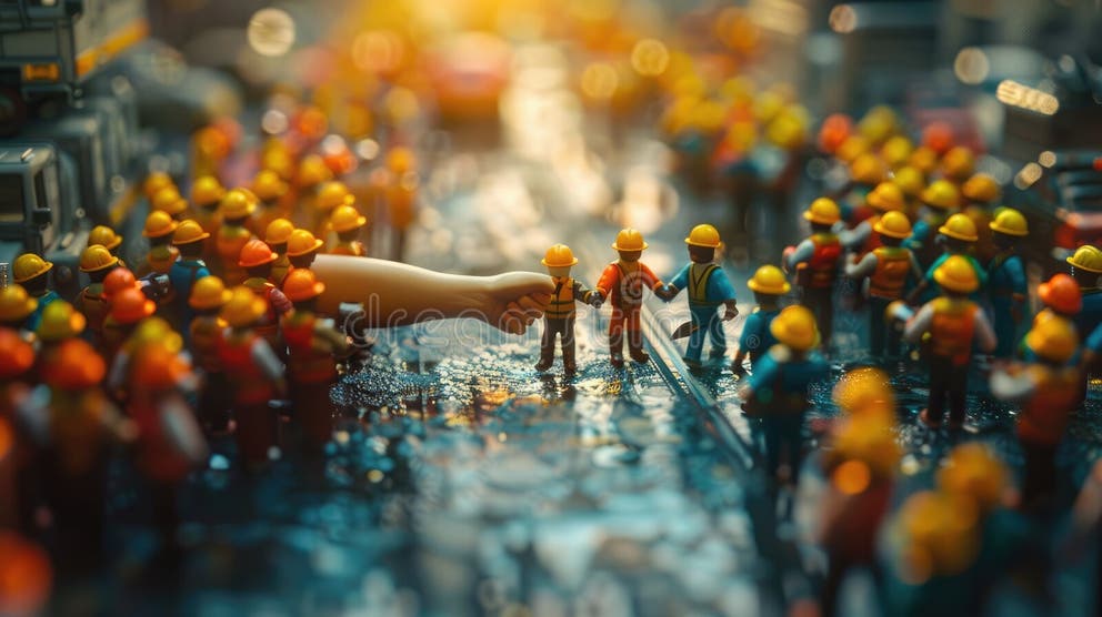 Construction Workers Demonstrating Teamwork and Unity through Handshake ...