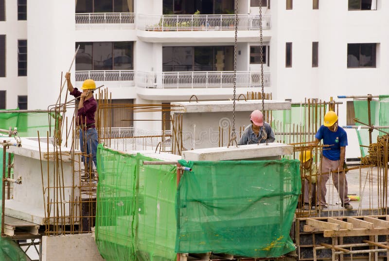 Construction Workers at High-rise Building Stock Image - Image of ...
