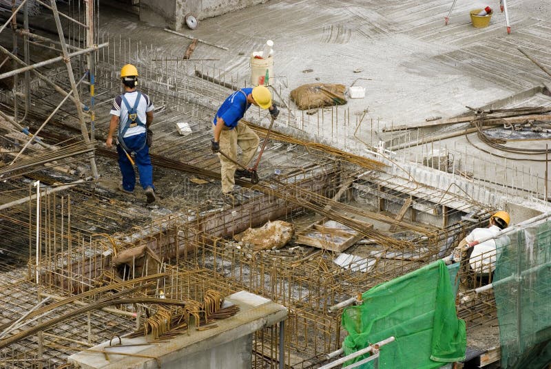 Construction Workers at High-rise Building Stock Image - Image of ...