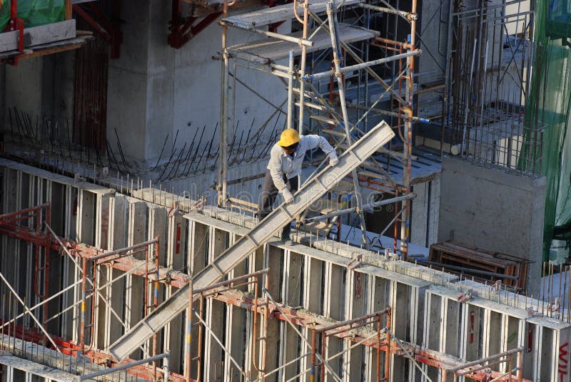 Construction Workers at High-rise Building Stock Image - Image of ...
