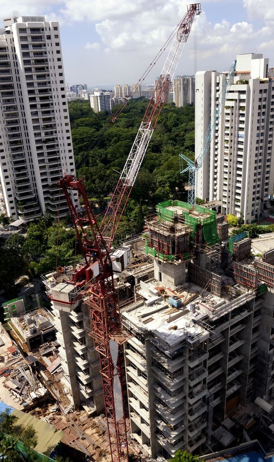Construction Workers at High-rise Building Stock Image - Image of ...