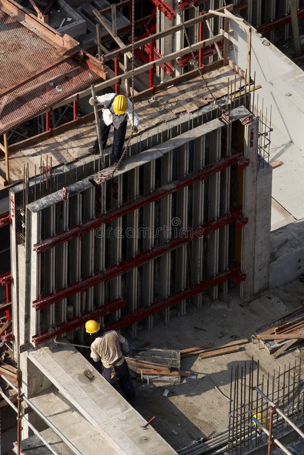 Construction Workers at High-rise Building Stock Image - Image of ...