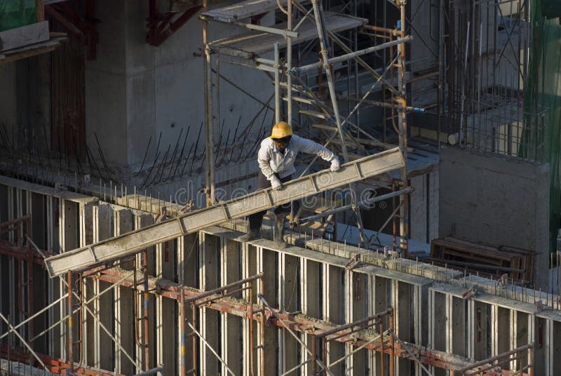 Construction Workers at High-rise Building Stock Image - Image of ...