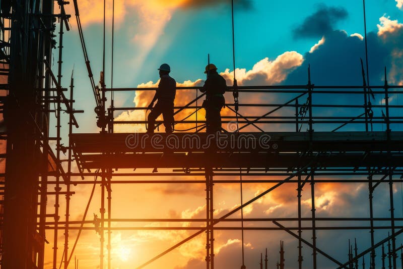 Construction Workers Installing Reinforcing Bars Stock Illustration ...