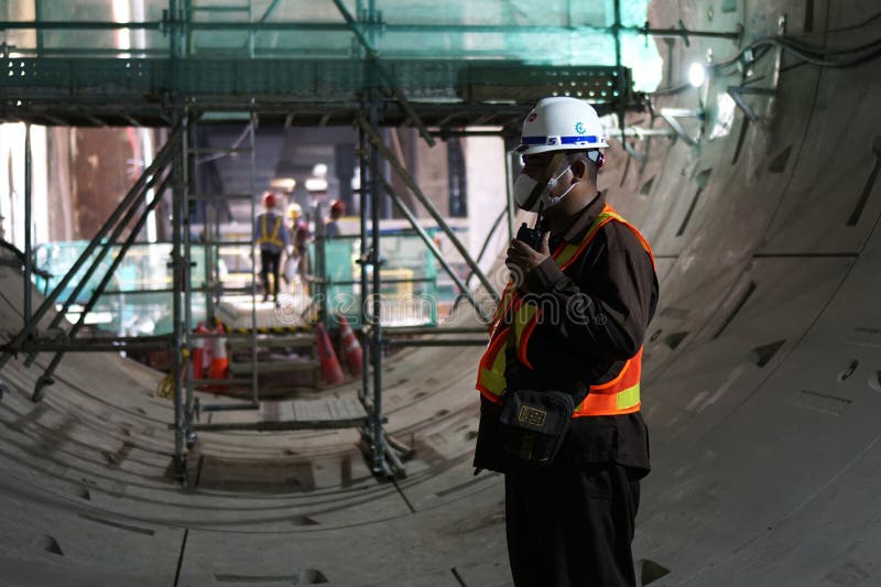 Construction Workers at the Jakarta MRT Tunnel Phase 2 Project ...