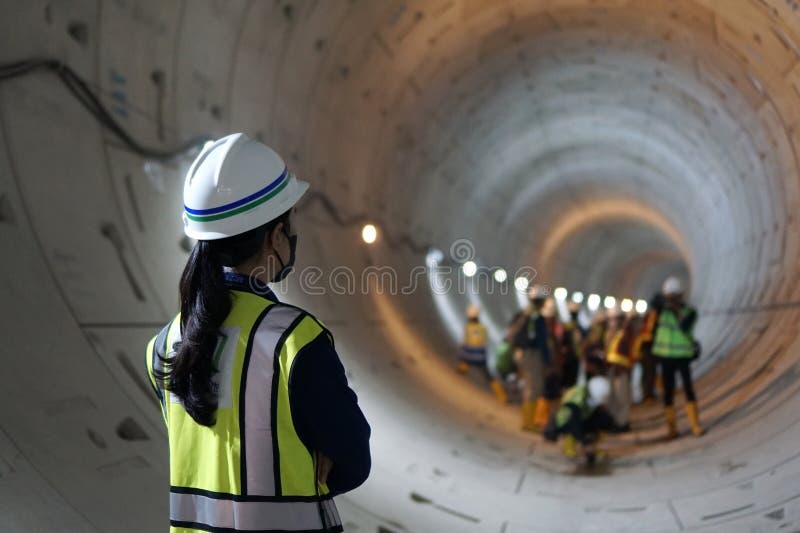 Construction Workers at the Jakarta MRT Tunnel Phase 2 Project ...