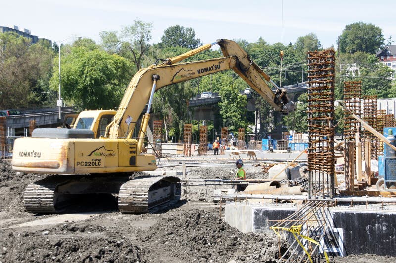 Construction Workers Lay the Foundation Editorial Stock Image - Image ...